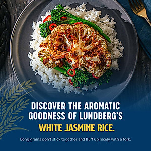 Lundberg Jasmine Rice, Long Grain White Rice - Non-Sticky, FluffyAromatic Rice, Sustainably Grown in California, Pantry Staples, Chip Clip Included, 32 Oz