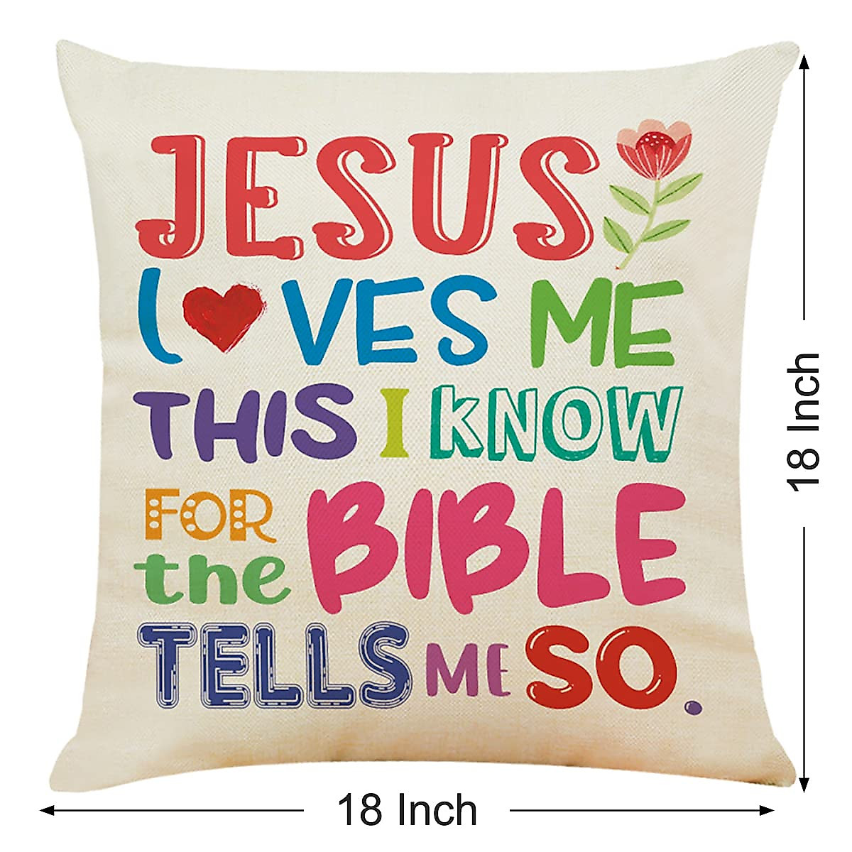Gifts for Kids Bible Verse Quote Throw Pillow Covers, Jesus Loves Me Pillow case Cushion Case for Nursery Playroom Classroom,Kids Birthday Gift Ideas from Mom, Present for Christian Kids Christmas