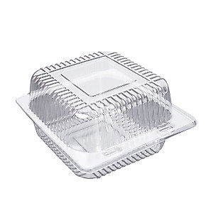 Jaojaopn 150 Pcs Disposable Clamshell Food Container with Lid, Square Hinged Food Containers Cake Slice Containers For Salads Desserts Burgers. (5.3x 4.7 x 2.8)