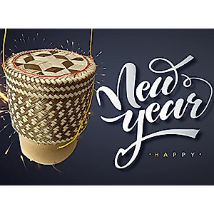 Heavens Tvcz Bamboo Sticky Rice Serving Basket Handmade 100% Kratip Container Thai Laos Traditional Weave Wickerwork Based Travel Picnic Based Dye Food Safe Family Size 5.00 Inch Diameter