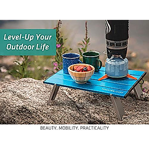 TREKOLOGY Small Portable Table for Beach, Aluminum Beach Side Table, Beach Tables for Sand Foldable, Folding Beach Table, Portable Beach Table, Beach Accessories for Vacation