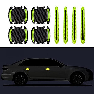 Kakalote 8pcs Car Door Handle Scratch Protector Film Pad Reflective Strips,Universal Door Side Paint Protection Car Door Handle Cup Protector Films(Yellow)