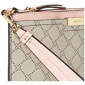 NINE WEST Lawson Wristlet, Beige Logo/Modern Pink