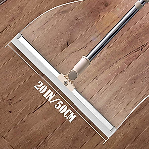 Floor Squeegee 20 inch Silicone Long Handle of 65" for Window Cleaning Shower Squeegee Scrubber Combi with Pole Extendable Telescopic Adjustable Stainless Glass Squeegee Bathroom Shower