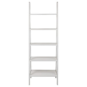 Stony Edge 5-Tier Ladder Bookcase-White, Anti-Tipping Wood Ladder Bookshelf and Display Stand, Decorative Shelves for Home and Office, 24.75" W x 16" D x 72" H