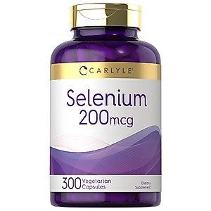Yeast Free Selenium Supplement | 200mcg | 300 Capsules | Vegetarian, Non-GMO, and Gluten Free Mineral Formula | L-Selenomethionine | Value Size | by Carlyle