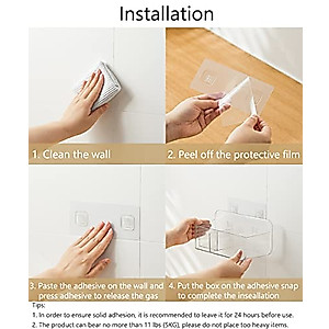 Poeland Wall Mount Storage Organizer, Clear Storage Box Holder Basket with 3 Compartments No Drilling Hang Walls/Doors for Kitchen, Cabinet, Bathroom, Bedroom, Office