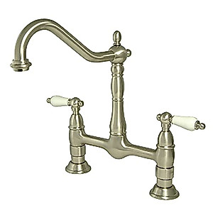 Kingston Brass KS1178PL Heritage 8-Inch Kitchen Faucet Without Sprayer, Brushed Nickel