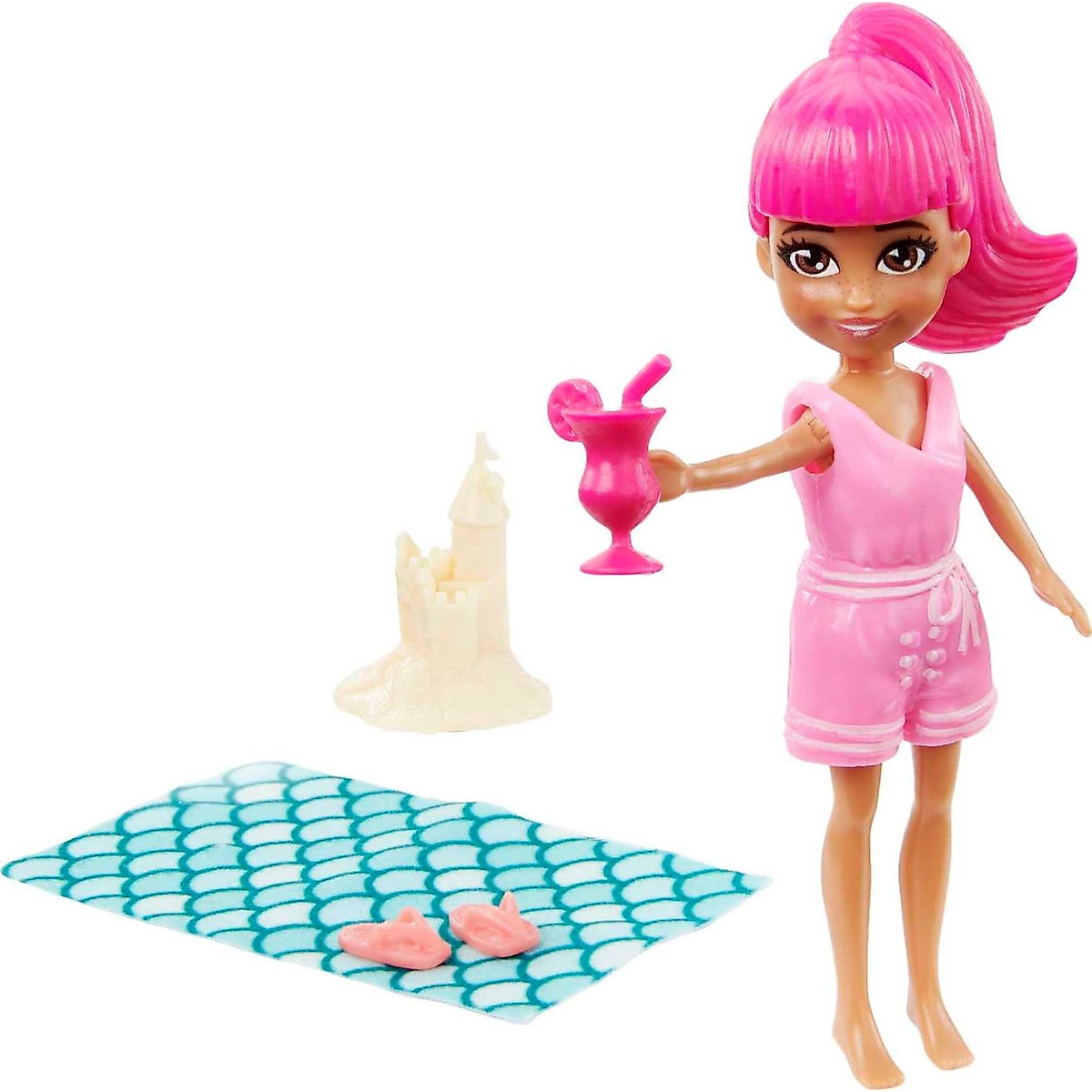 Polly Pocket Travel Toy Playset with 4 (3-inch) Dolls & 50+ Fashion Accessories, Splashin' Style Fashion Pack
