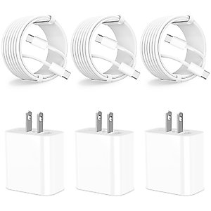 【MFi Certified】iPhone 15 Charger Fast Charging, Redpark 3Pack 20W USB-C Power Type-C Wall Charger Adapter+6FT USB-C to USB-C Charge Cable for iPhone 15 Plus/15 Pro/15 Pro Max/iPad Pro/Air/Mini/AirPods