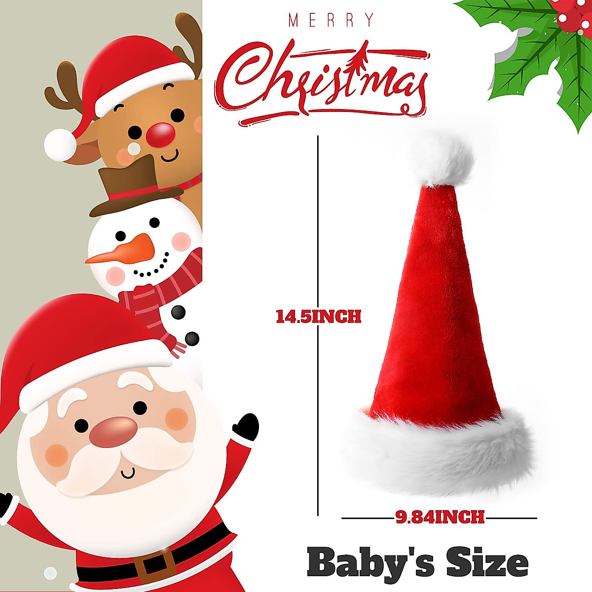 RJVW Baby Santa Hat, Christmas Hat for Infant,Xmas Holiday Hat,Unisex Velvet Classic Santa Hat for Christmas New Year