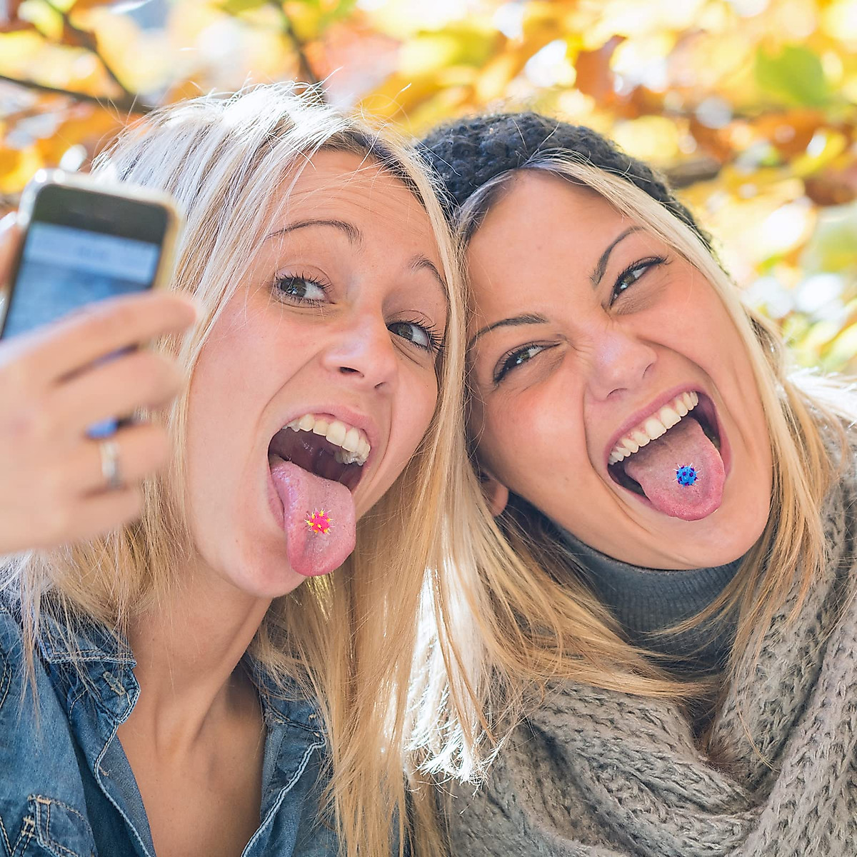 CrazyPiercing 10pcs Surgical Steel Spiky Acrylic Fire Tongue Nipple Ear Rings Bar Barbell Stud Piercing