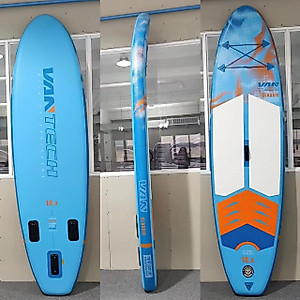 NAFCOOL Inflatable Stand Up Paddle Board,10'4"×32"×6" Surfing Standing Paddle Board with SUP Accessories & Backpack, Non-Slip Deck,Removable Fins,Leash,Paddle,Hand Pump for Youth & Adult(Sky Blue)
