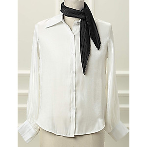 Allegra K Women Pleated Rhombus Head Scarf Wraps Scarves Neckerchief Bandana Solid Color Black