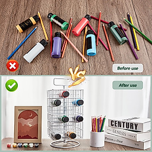 Yaocom 2 Pcs Spinning Paint Organizer Rack 360 Degree Rotating 6 Tier Paint Storage Tower Paint Holder Paint Storage Holder Stand Holds up to 48 (2 oz) Bottles for Art Acrylic Painting, White