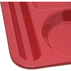 Carlisle FoodService Products Left-Hand Heavyweight 6-Compartment Melamine Tray 10" x 14" - Red