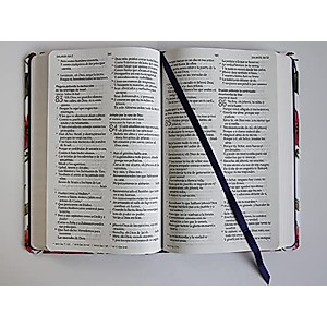 Biblia RVR 1960 letra grande. Tapa dura tela azul púrpura con flores tamaño manu al / Bible RVR 1960 Handy Size Hardcover Cloth with Purple Blue Flowers