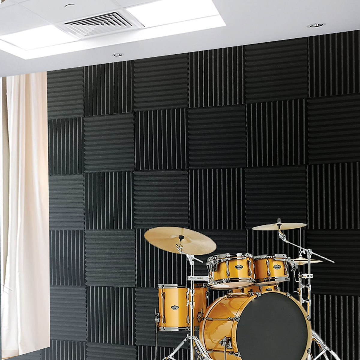 50 Pack Black 12 "X 12 "X1" Acoustic Panels Studio Soundproofing Foam Wedge Tiles,