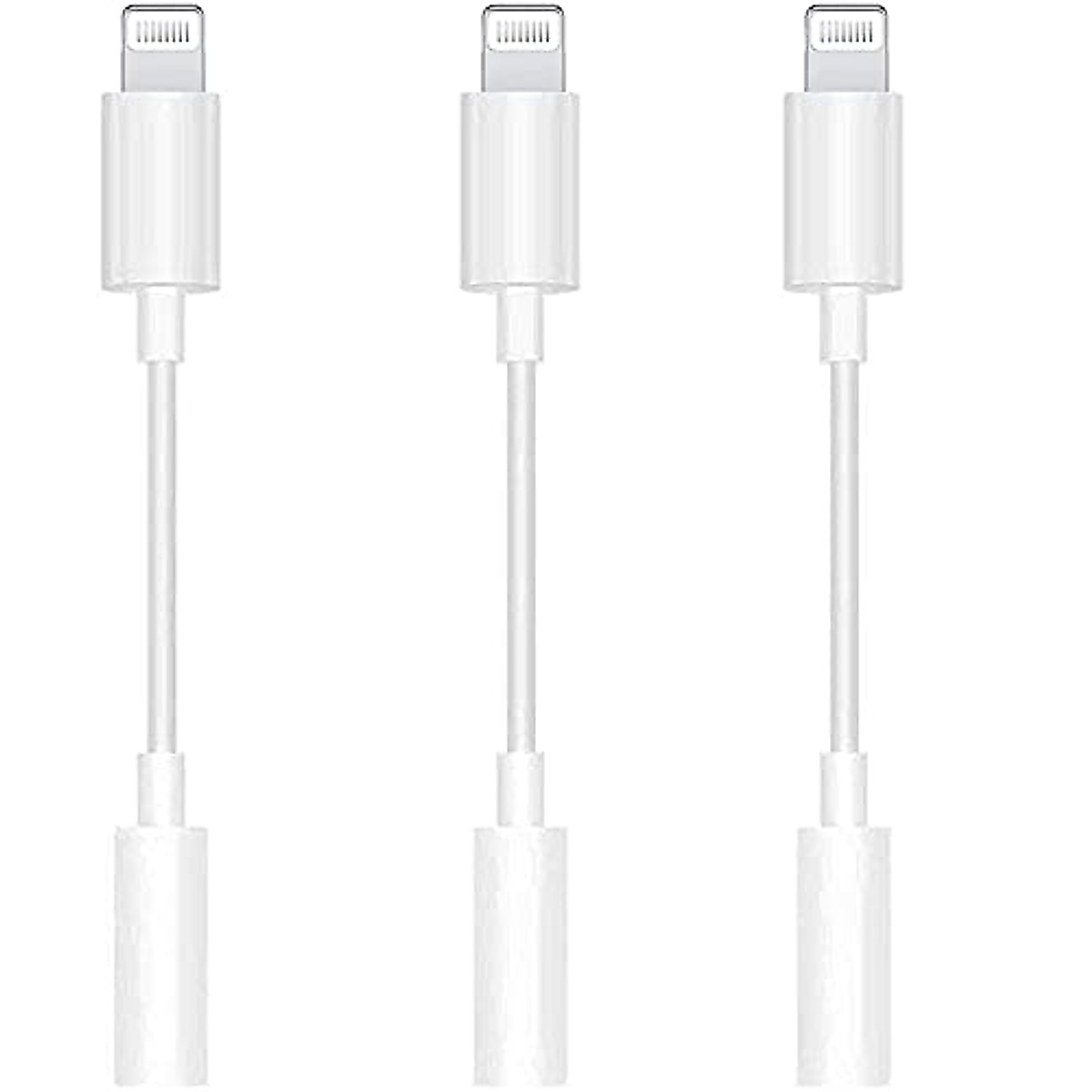 Apple MFi Certified 3 Pack Lightning to 3.5 mm Headphone Jack Adapter iPhone 3.5mm Jack Aux Dongle Cable Earphones Headphones Converter Compatible with iPhone 12 12 Pro11 XR XS X 8 7 iPad iPod