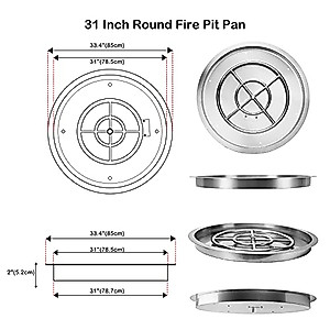Stanbroil 31 inch Round Drop-in Fire Pit Pan with Spark Ignition Kit Propane Gas Version