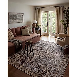 Loloi Amber Lewis x Loloi Georgie Collection GER-05 Denim / Spice, 3'-0" x 12'-0", 0.19" Thick Runner Rug