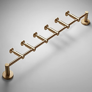 MIMODA Vertical Coat Rack Wall Mounted, 6 Hooks Wall Mount Coat Hooks Coat Rack for Entryway Bedroom Coats Scarfs Bag Hat Umbrella Space Saving (Gold)