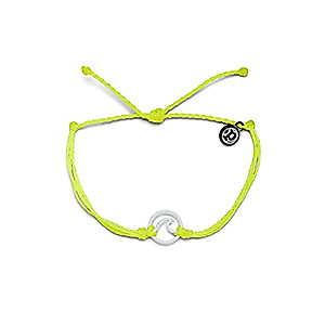 Pura Vida White Enamel Wave Cutout Bracelet - Adjustable Band, Coated Brand Charm - Neon Yellow