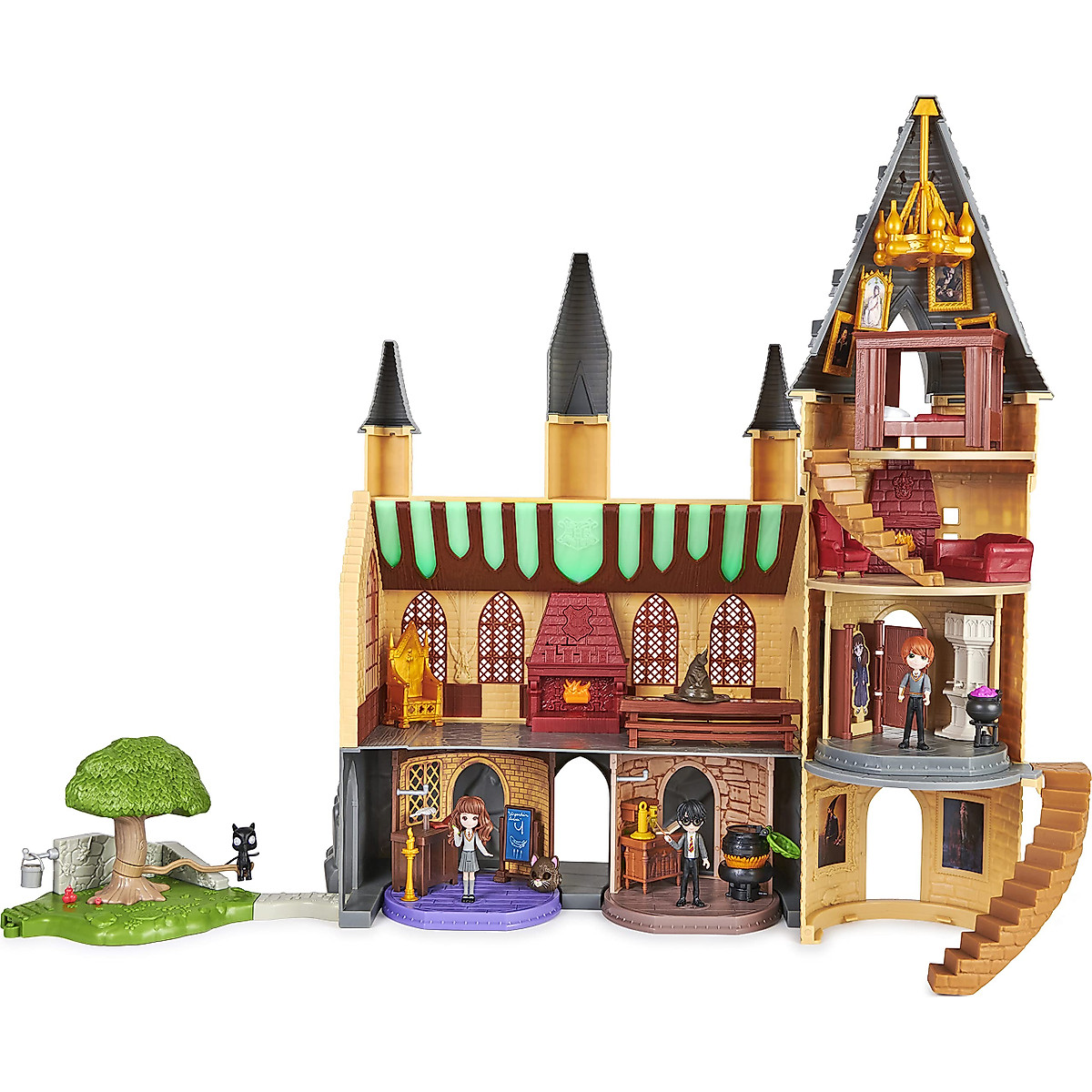 Wizarding World Harry Potter, Magical Minis Amazon Exclusive Deluxe Hogwarts Castle, 3 Classroom Playsets, 22 Accessories, 3 Figures, Lights & Sounds