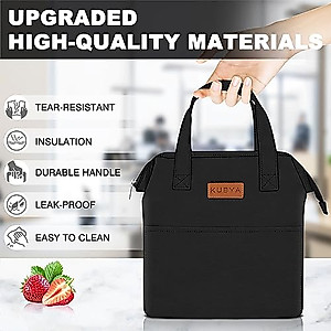 KUBYA Lunch Bag Simple Lunch Box for Women Men Insulated Lunch Bag & Storage bag Reusable Lunch Tote Bag for Work, Picnic Beach or Travel (Black)