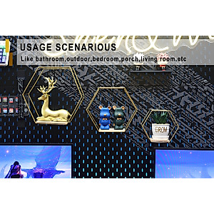 REFSAVER Hexagon Shelves for Wall,Gold Geometric Floating Shelves Wall Decor,Multi-use Metal Wire Wall Display Shelves,Hanging Wall Decor for Bedroom Living Room Kitchen Office,3 Pack,Gold