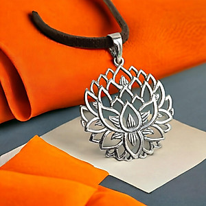 Lotus Flower Necklace 925 Sterling Silver - Large Open Birthday Flower Necklaces for Women 20" Chain - Boho Spiritual Yoga Jewelry - Inspirational Gifts for Her - Handmade