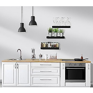 Sorbus Floating Shelves Bundle - Set of 5 Wall Shelves - 2 Square Tile Shelves & 3 Flat Floating Shelves - Hanging Wall Shelves for Home Decor