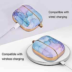 OLEBAND Airpod 3rd Generation Case(2021) with Cute Pattern,Hard Cover,Anti-Slip Airpods 3 Case,Compatible for Apple Air pod Case 3rd Gen,for Women and Girls,Watercolor Marble