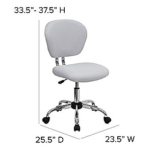 Flash Furniture Beverly Mid-Back White Mesh Padded Swivel Task Office Chair with Chrome Base