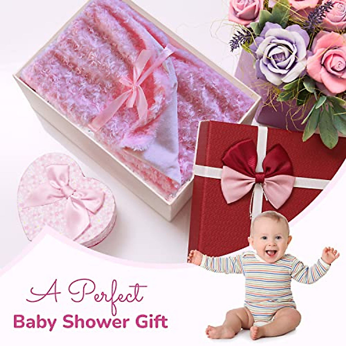 Lily and Page Personalized Baby Blanket - Pink Custom Baby Blanket for Baby Girl, Custom Name Fleece Blankets Cozy Plush Material, The Perfect Baby Gift