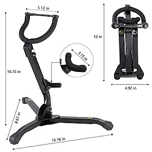 EASTROCK Alto&Tenor Saxophone Stand Folding Saxophone Stand Saxophone Holder Rack with 2 Detachable Flute/Clarinet Holders Carrying Bag
