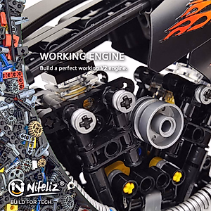 Nifeliz Knuckle Chopper Motorcycle Building Kit (451 Pieces)