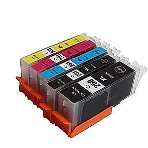 FTVOGUE 250‑251 Multi Colors Ink Cartridge Replacement Printer Inkjet Cartridges for PIXMA (BK BK C M Y 5 Colors)