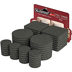 Felt Furniture Pads -56 Pcs(1+2)” Furniture Pads Hardwoods Floors Self Adhesive, Cuttable Felt Chair Pads, Anti Scratch Floor Protectors for Furniture Feet Chair Legs, Furniture Felt Pads, Black