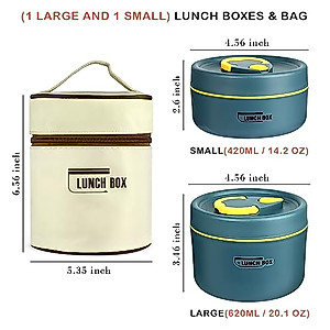 Keweis Bento Box Adult Lunch Box Set, Portable Insulated Lunch Containers with Thermal Bag, Stackable Stainless Steel Leakproof Food Container for Adults Teens Kids, Set of 2, 34 Oz
