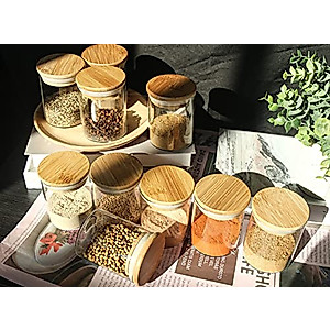 ZRRHOO 16 Pack Glass Jars with Bamboo Lids, 7.5 oz Airtight Spice Jars Set with Extra Labels and Pen, for Dry Food Canisters, Spice, Coffee, Beans, Candy, Nuts, Herbs
