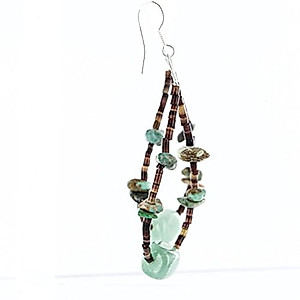 $80Tag Certified Silver Navajo Hooks Turquoise Jade Native Earrings 390762726308 Made By Loma Siiva