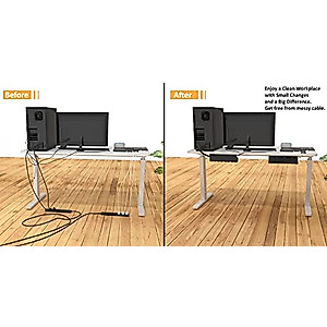 Under Desk Cable Management Tray Kit - 2 Pack No Drill Cable Management Under Desk Trays with Cable Ties and Double Sided Tapes - Super Easy to Setup Cord Organizer for Desk - 15.7" x 3.9" x 3.9"
