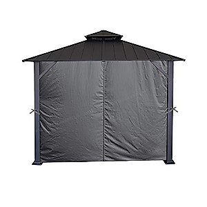 APEX GARDEN Four-Side Privacy Curtain Set for 10-Ft x 10-Ft Gazebo (10-ft x 10-ft, Charcoal)
