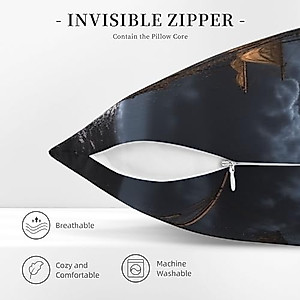 Pirate Sailboat Full Moon Print Throw Pillow Cover Corduroy Soft Pillowcase with Hidden Zipper Decorative Cushion Covers for Sofa Living Room Home Decors 20"X20"