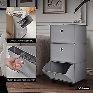 YOHOM Rolling Drawer Organizer Portable Closets Stackable Wardrobe Storage Folding Clothes Drawer Organizers for Living Room, Office, Bedroom, Bathrooms & College Dorms (Thick + Solid + Small, Gray)