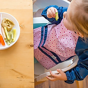 green sprouts Easy-wear Long Sleeve Bib | Waterproof Protection | Flipped Pocket, Soft Material, Easy Clean Smock