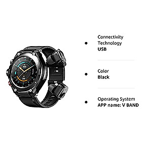 T92 Smart Watch with Earbuds MP3 Bluetooth Headset 3 in 1 1.28 Inch Smartwatch Built-in Wireless Earbuds Speaker Round Fitness Tracker Music Body Health Monitor (Black)