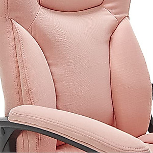 Serta Executive High Back Office Chair with Lumbar Support Ergonomic Upholstered Swivel Gaming Friendly Design, Microfiber, Pink