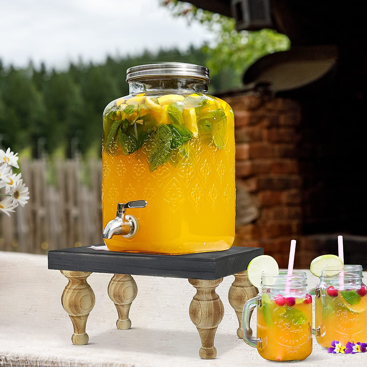 Ameuphercy Decorative Tray Riser Display Stand for Coffee Bar Table Decor Rustic Centerpiece Tray Counter Organizer for Kitchen Farmhouse Pedestal Stand Farmhouse